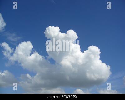 Beautiful scenery of water vapor condensing into clouds in a blue sky ...
