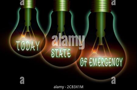 Conceptual hand writing showing State Of Emergency. Concept meaning ...