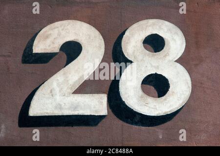 Hand painted house number in Bruges Belgium Stock Photo - Alamy