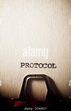Protocol word written with a typewriter Stock Photo - Alamy