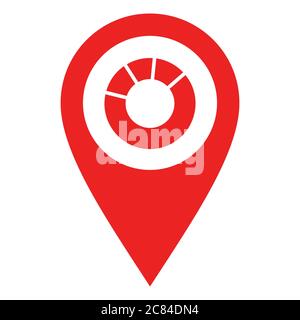 Pie chart and location pin Stock Photo - Alamy