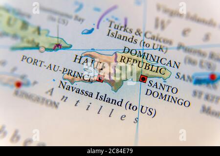 Map of the island of Hispaniola (Haïti and Dominican Republic Stock ...