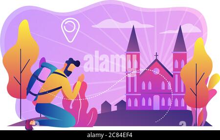 Christian pilgrimages concept vector illustration Stock Vector Image ...
