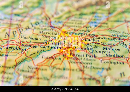 Symbol Map of the City Atlanta (Georgia) showing the city with a ...