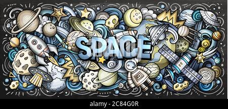 Cartoon cute doodles Space word Stock Vector Image & Art - Alamy