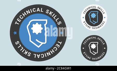 Competency stamp vector illustration. Vector certificate icon. Set of 3 ...
