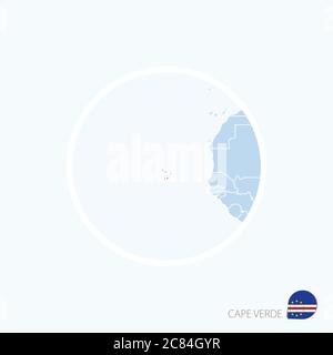 Map of Africa with highlighted Cape Verde map, gray map of Cape Verde ...