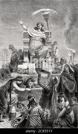 Croesus, king of Lydia, on the pyre, Greek vase painting Stock Photo ...