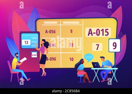 Bank queue management system isolated cartoon vector illustrations ...