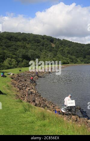 Anglers fishing in Trimpley reservoir, Worcestershire, England, UK ...