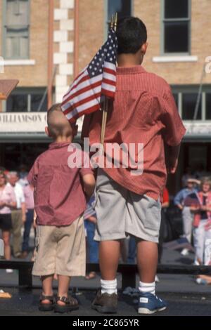 Georgetown, Texas USA, April 2003: American-flag-waving crowd attends ...