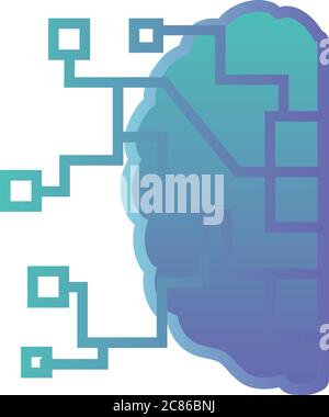 Half human brain and half circuit board, Artificial intelligence of digital concept Stock Vector ...
