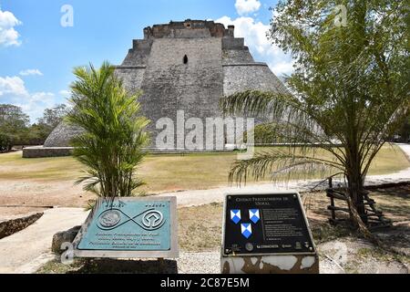 Uxmal Mexico - UNESCO site, mayan ruins - detail of traditional Maya ...