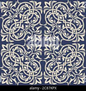 Oriental antique retro ceramic tile pattern combo collection set, vintage interior floor ...
