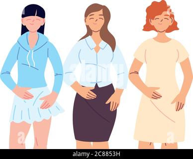 three women cartoons design, Cultural and friendship diversity theme ...