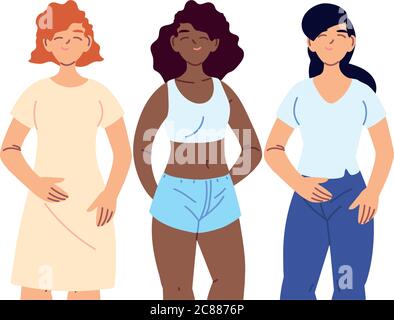 Three women cartoons design, Cultural and friendship diversity theme ...