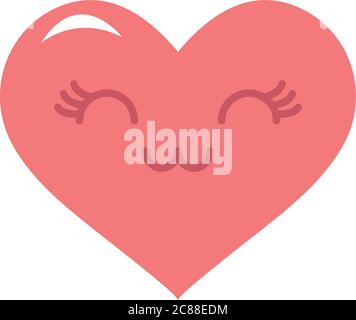 kawaii happy hearts icon over white background, colorful design. vector ...