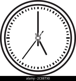 clock with 5 oclock time over white background, line style, vector ...