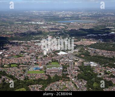 aerial view of Hyde United Football Club, Ewen Fields Stadium, Cheshire ...
