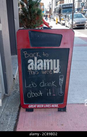 A frame pub restaurant chalkboard advertising sign on pavement Stock ...
