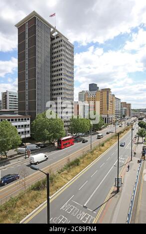 Croydon town centre with tram & bus transport services and the No. 1 ...