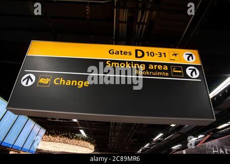 Direction Signs Behind The Gates Of Schiphol At Amsterdam The ...