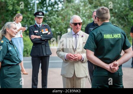 The Prince of Wales during a visit to Middlemoor Fire Station in Devon ...