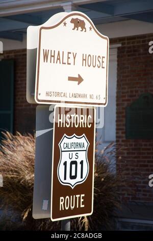 Whaley House Sign. Old Town San Diego State Historic Park, San Diego ...