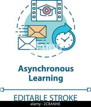 Asynchronous learning outline vector icon. Thin line black asynchronous ...