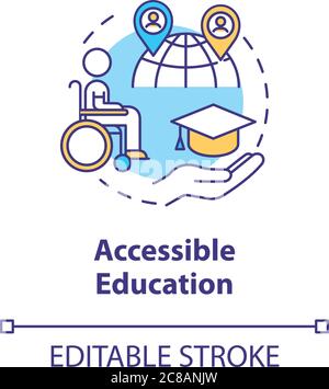 Accessible education concept icon. Remote education. Students with ...