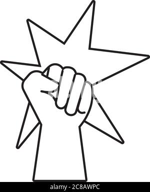 hand fist protest with splash line style icon vector illustration ...