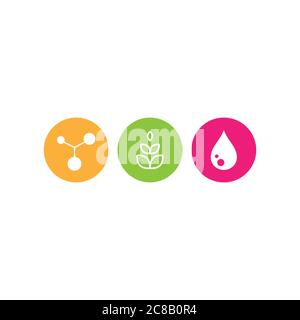 Protein, carbohydrates and fat simple icons. molecule sign. Skeletal ...