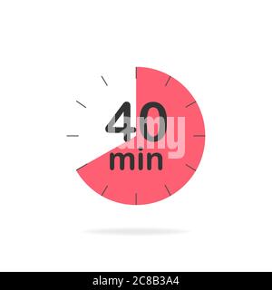 40 minutes on stopwatch icon in flat style. Clock face timer vector ...