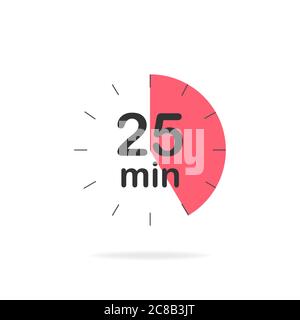25 minutes on stopwatch icon in flat style. Clock face timer vector ...