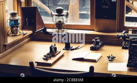 Old telegraph typewriter Stock Photo - Alamy