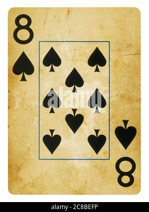 Eight of Spades Vintage playing card - isolated on white (clipping path ...