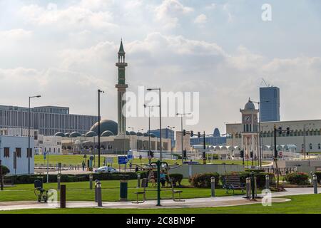 Al Shouyoukh Mosque and Clock Tower in Doha, the capital of Qatar Stock ...