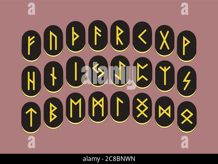 The Elder Futhark Runes. A set of Old Norse runes. The runic alphabet ...