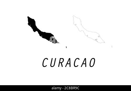 Curacao Island map silhouette isolated on white background Stock Vector ...