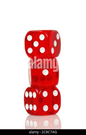 Red die isolated against a white background Stock Photo - Alamy