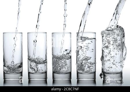 stages of pouring water into a glass Stock Photo - Alamy