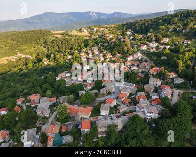 Aerial view of village of Yavrovo with nineteenth century houses ...