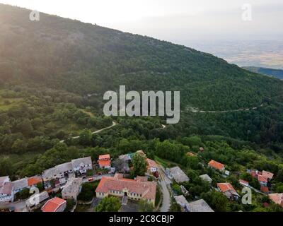 Aerial view of village of Yavrovo with nineteenth century houses ...
