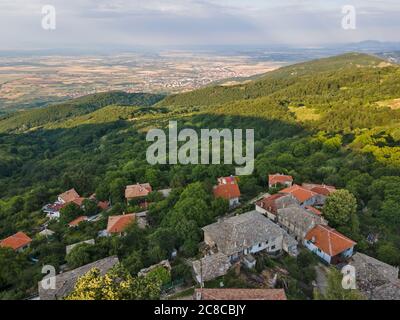 Aerial view of village of Yavrovo with nineteenth century houses ...