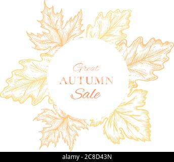 Abstract Vector Illustration Autumn Sale Background with Falling Autumn ...