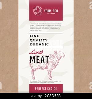 Fine Quality Organic Mutton. Vector Meat Packaging Label Design on a ...