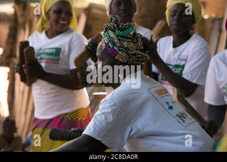 Indigenous Jola tribe women play traditional musical instruments during ...