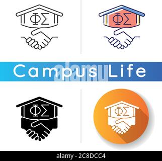 Fraternity black glyph icon. Fraternal organization in university. Men ...