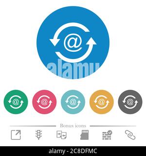 Reload emails flat white icons in square backgrounds. 6 bonus icons included Stock Vector Image ...