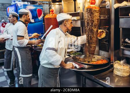 Interior of Basterma Mano restaurant famous for shawarma sandwiches in ...